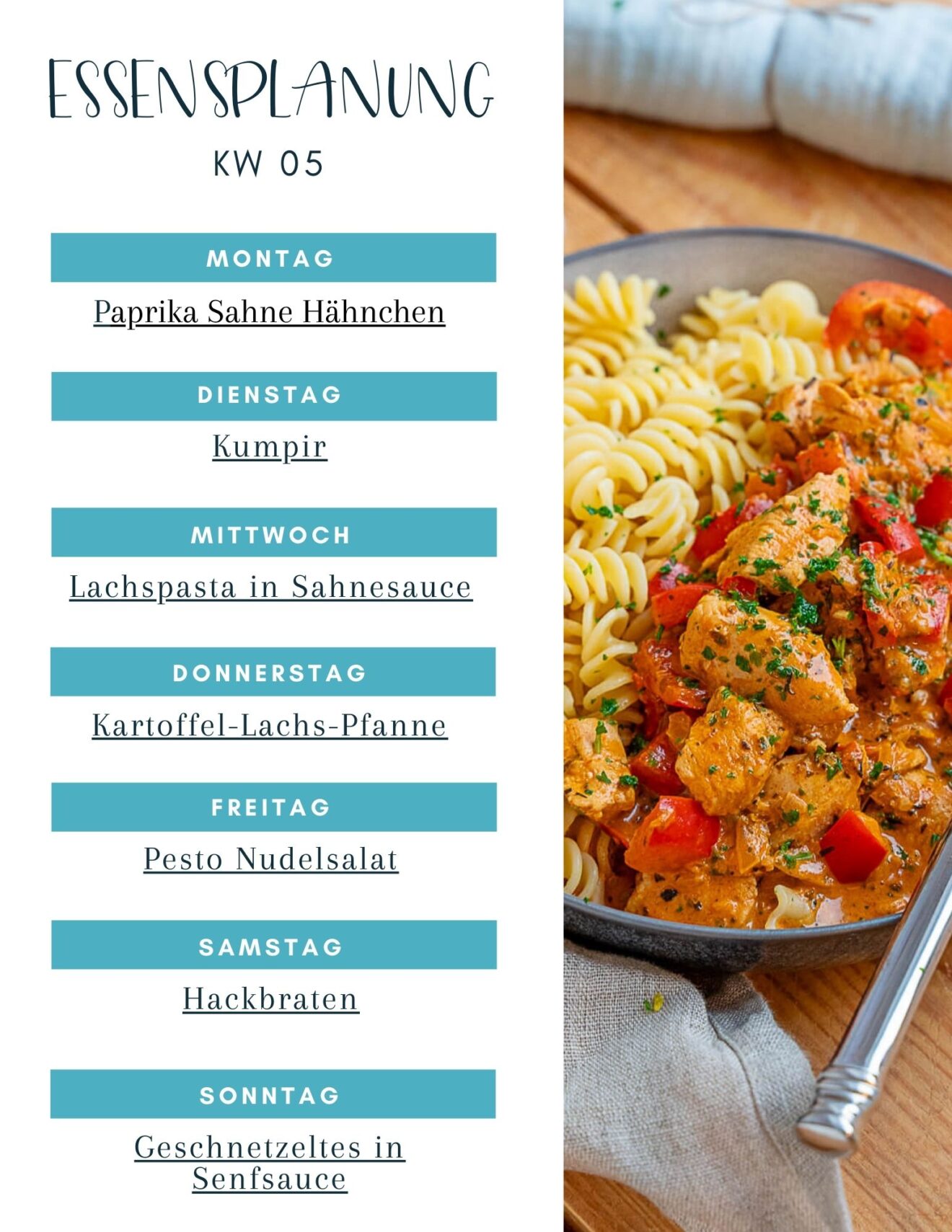 Wochenplan KW 5 - das essen wir diese Woche - Einfach Malene
