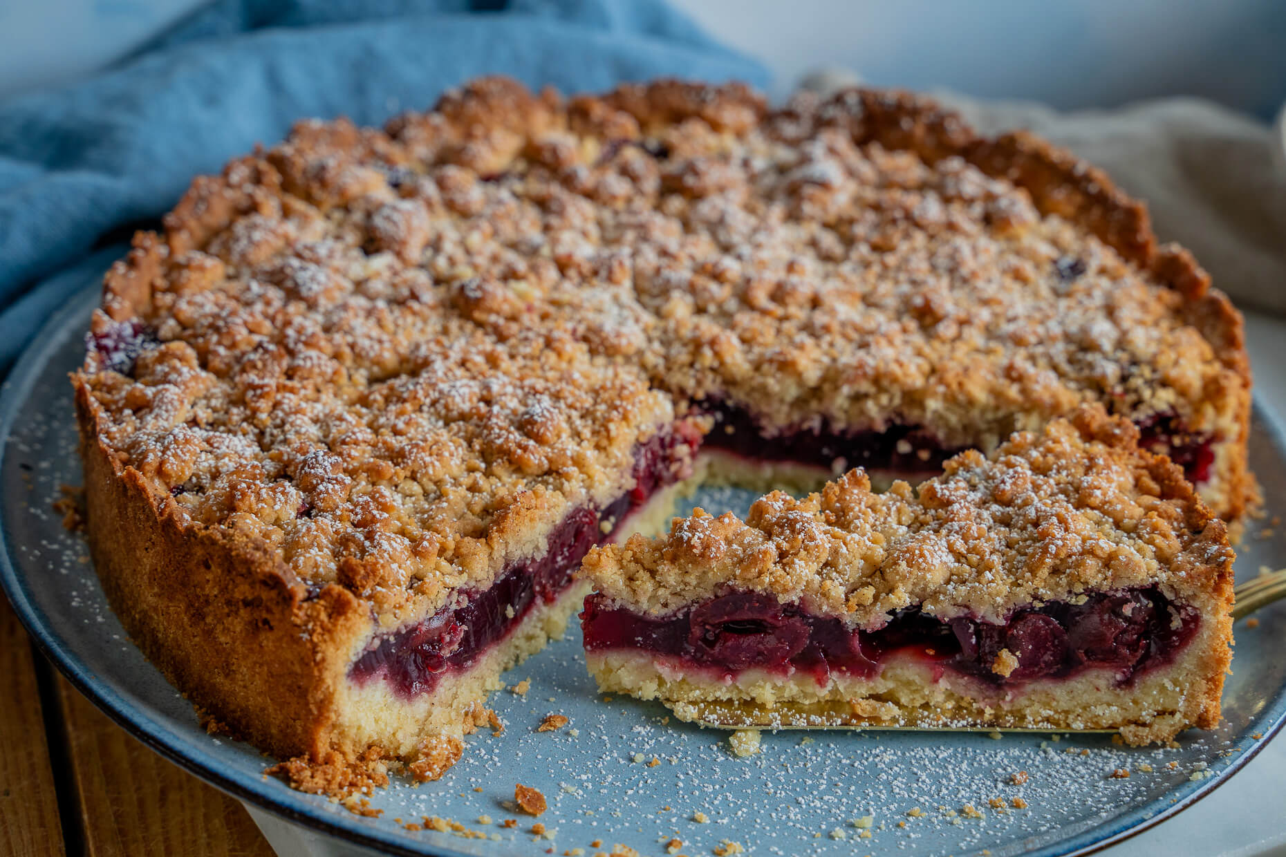Bester Kirsch Streuselkuchen - einfacher Kirschkuchen mit Pudding ...